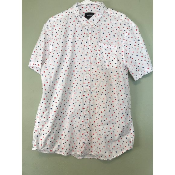 Carbon | Shirts | Button Down Shirt Size Xl White With Stars Fourth Of ...